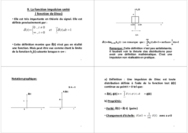 (PDF) 9. La fonction impulsion unité ( fonction de Dirac