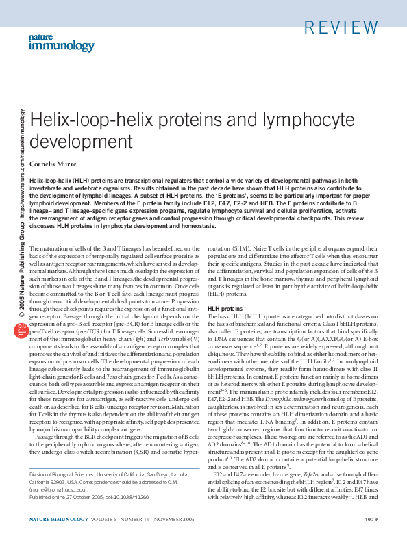 (PDF) Helix-loop-helix proteins and lymphocyte development