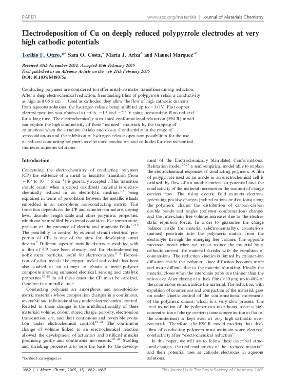 (PDF) Electrodeposition of Cu on deeply reduced polypyrrole electrodes ...