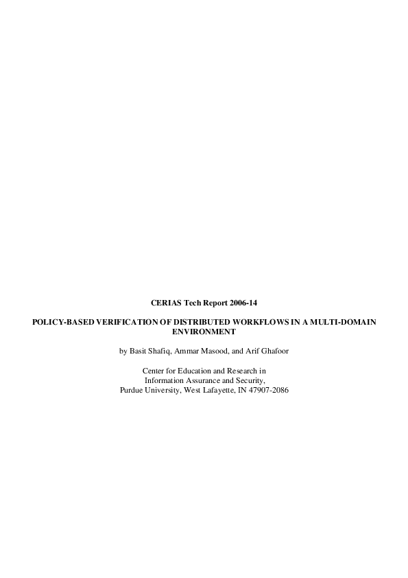 (PDF) Policy-Based Verification of Distributed Workflows in a Multi-Domain Environment