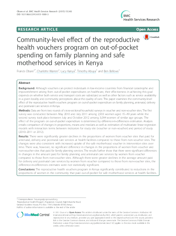 (PDF) Community-level effect of the reproductive health vouchers ...