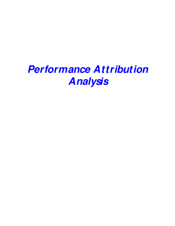 (PDF) Performance Attribution Analysis