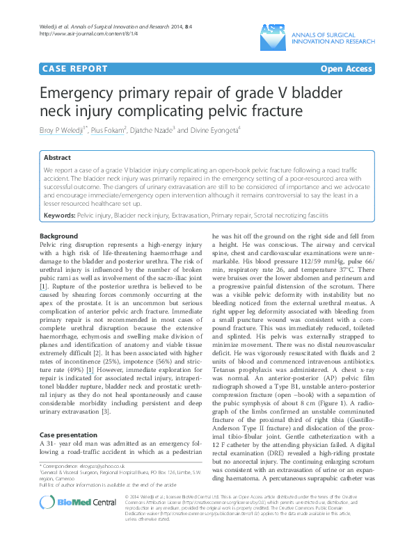 (PDF) Emergency primary repair of grade V bladder neck injury ...