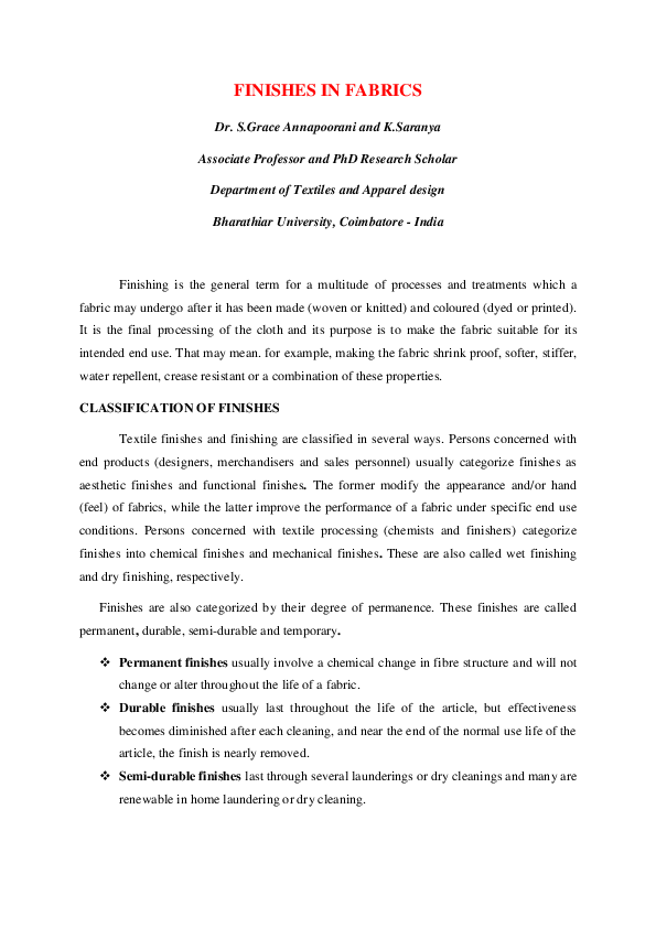 (PDF) FINISHES IN FABRICS