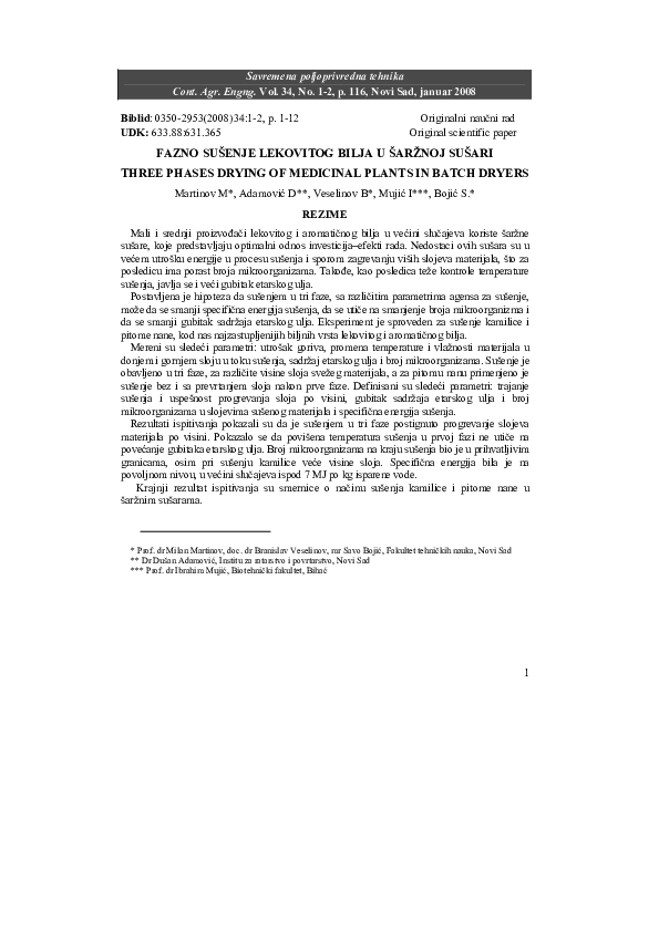 (PDF) Three phases drying of medicinal plants in batch dryers | Ibrahim ...