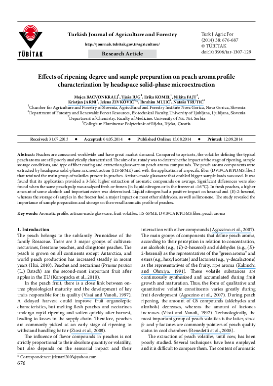 (PDF) Effects of ripening degree and sample preparation on peach aroma ...