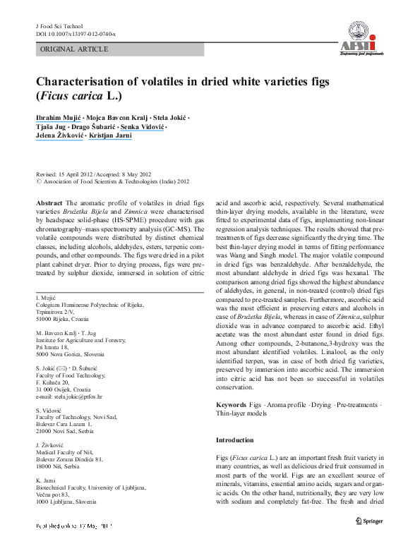 (PDF) Characterisation of volatiles in dried white varieties figs ...