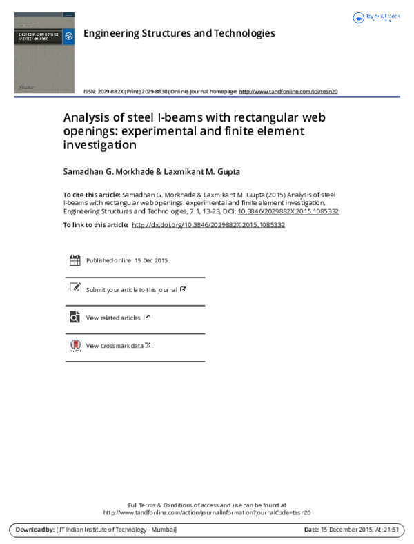 (PDF) Engineering Structures and Technologies Analysis of steel I-beams with rectangular web ...