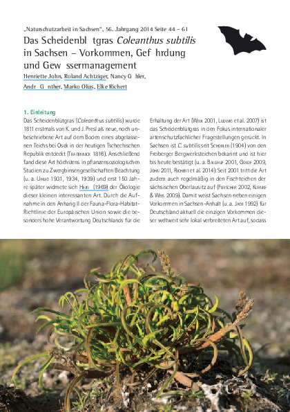 (PDF) Das Scheidenblütgras Coleanthus subtilis in Sachsen – Vorkommen ...