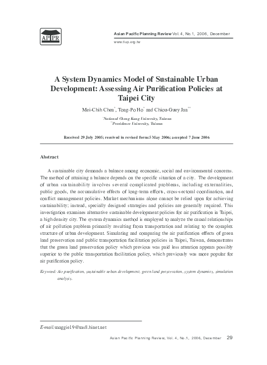 (PDF) A System Dynamics Model of Sustainable Urban Development ...