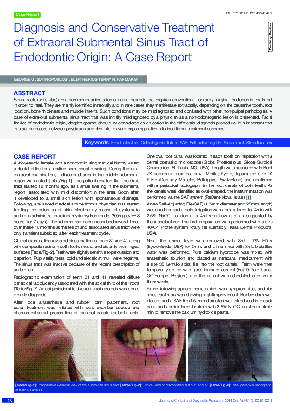 (PDF) Diagnosis and conservative treatment of extraoral submental sinus ...