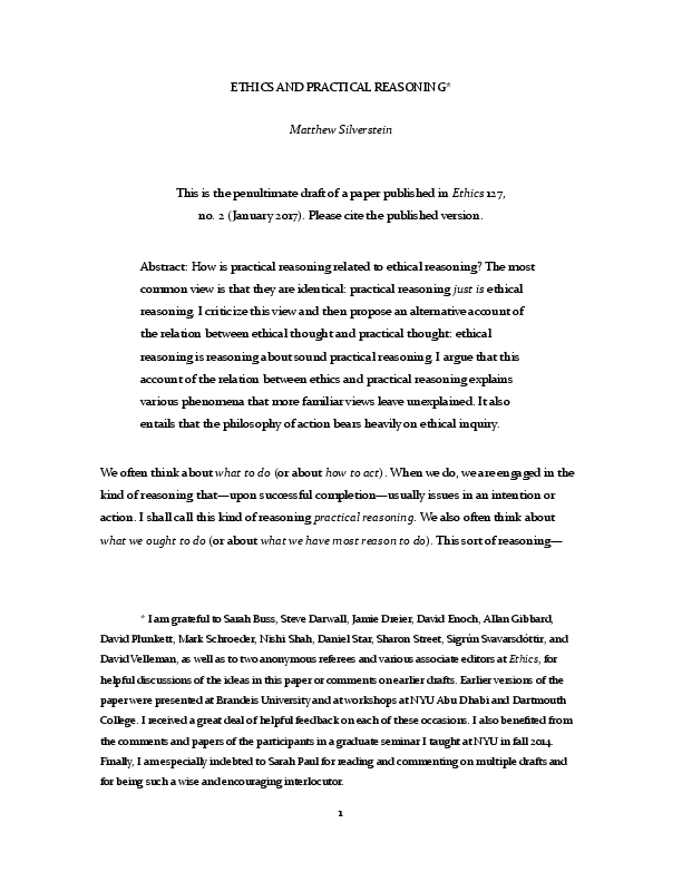 (PDF) Ethics and Practical Reasoning
