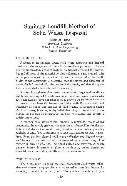 (PDF) Sanitary Landfill Method of Solid Waste Disposal