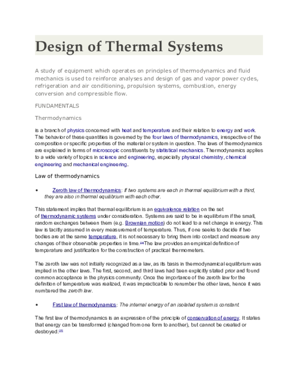 (DOC) Design of Thermal Systems