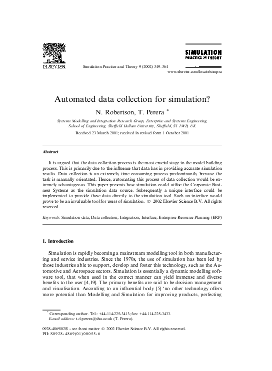 (PDF) Automated data collection for simulation