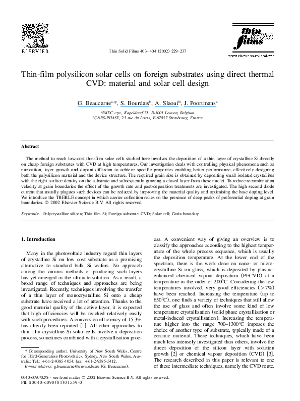 (PDF) Thin-film polysilicon solar cells on foreign substrates using ...