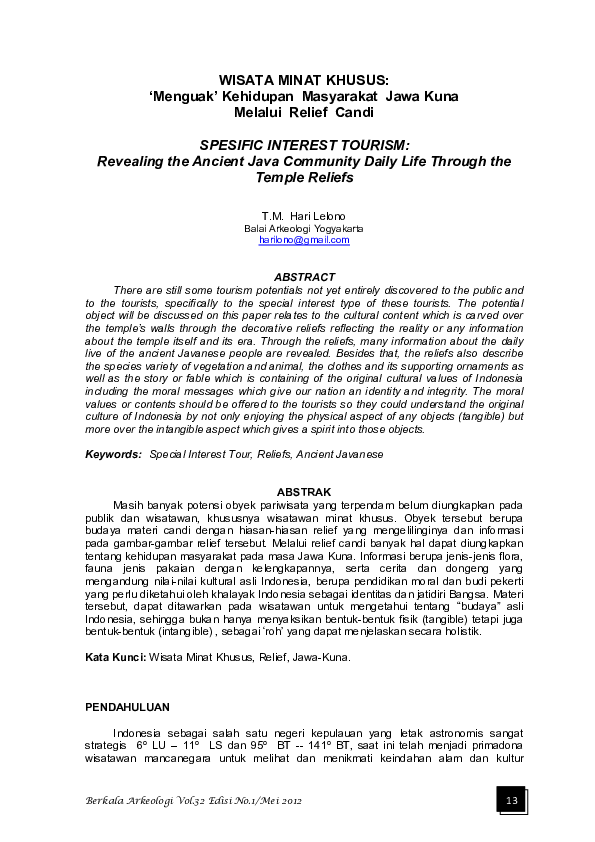 (PDF) WISATA MINAT KHUSUS: 'Menguak' Kehidupan Masyarakat Jawa Kuna ...