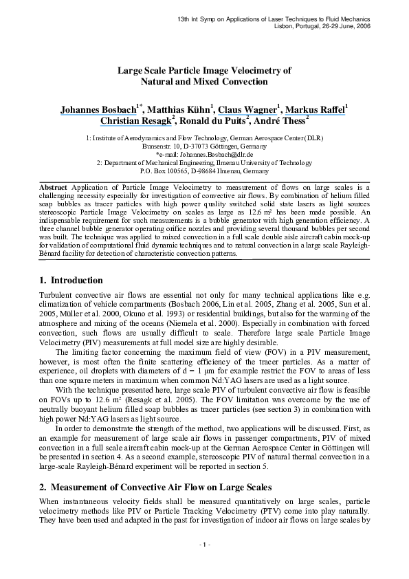 (PDF) Large-Scale Particle Image Velocimetry of Natural and Mixed Convection