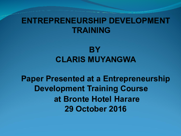 (PPT) ENTREPRENEURSHIP DEVELOPMENT TRAINING