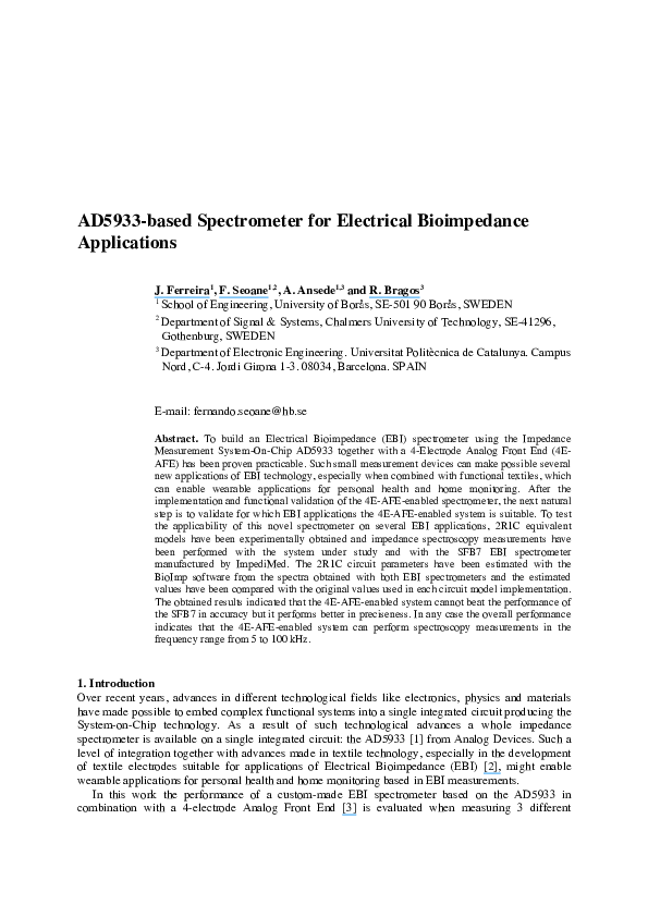 (PDF) AD5933-based spectrometer for electrical bioimpedance applications