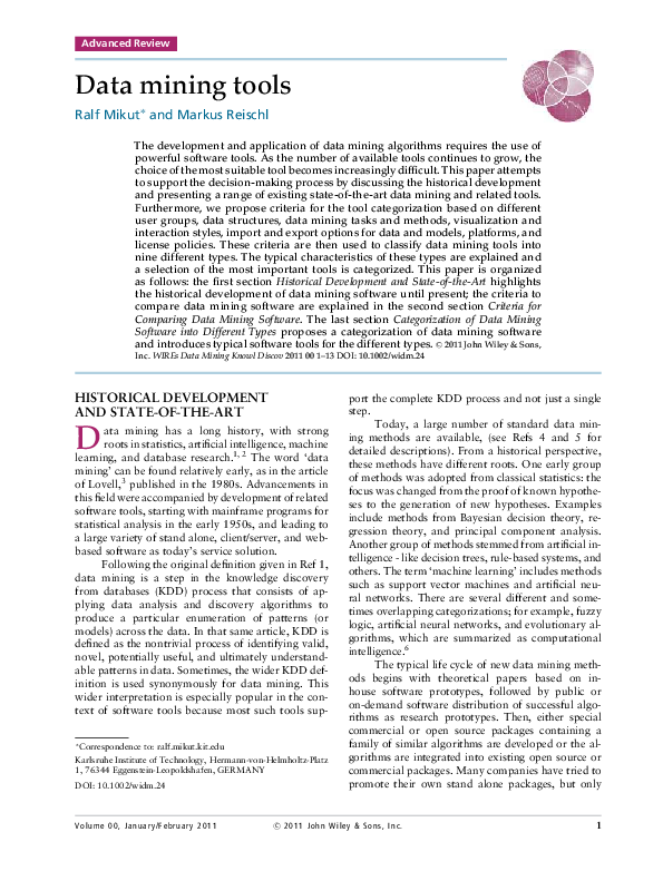 (PDF) Data mining tools