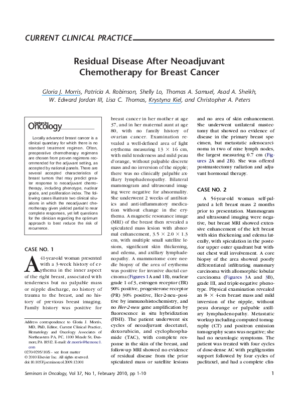 Pdf Residual Disease After Neoadjuvant Chemotherapy For Breast Cancer