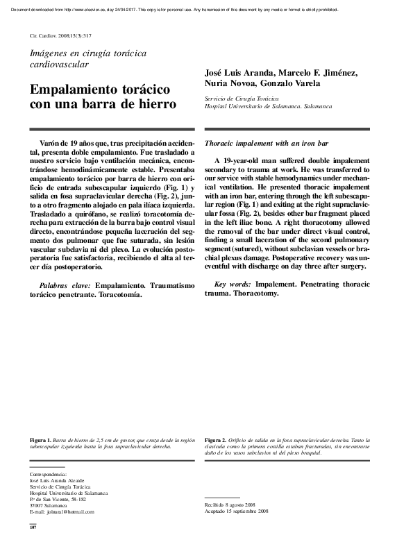 (PDF) Empalamiento torácico con una barra de hierro | Nuria Novoa ...