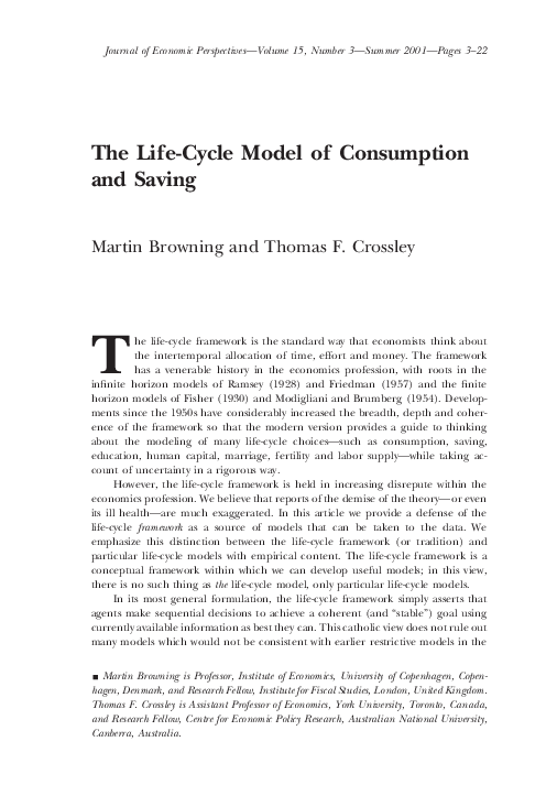 (PDF) The Life-Cycle Model of Consumption and Saving