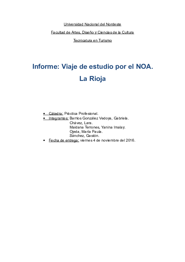 (DOC) Informe: Viaje de estudio por el NOA