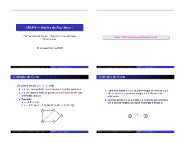 (PDF) Análise de Algoritmos I Grafos: Noções Basicas e Representação