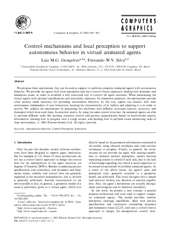 (PDF) Control mechanisms and local perception to support autonomous behavior in virtual animated ...
