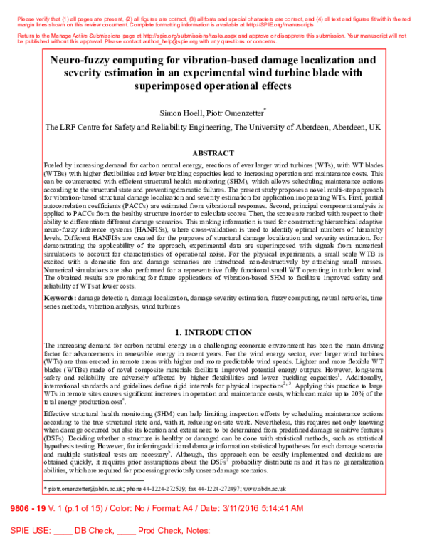 (PDF) Neuro-fuzzy computing for vibration-based damage localization and severity estimation in ...