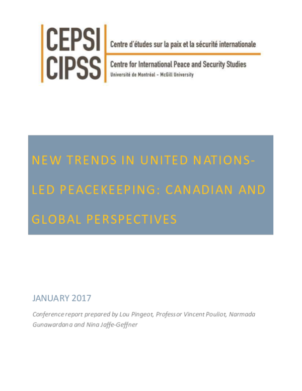 (PDF) New trends in United Nations-led peacekeeping: Canadian and ...