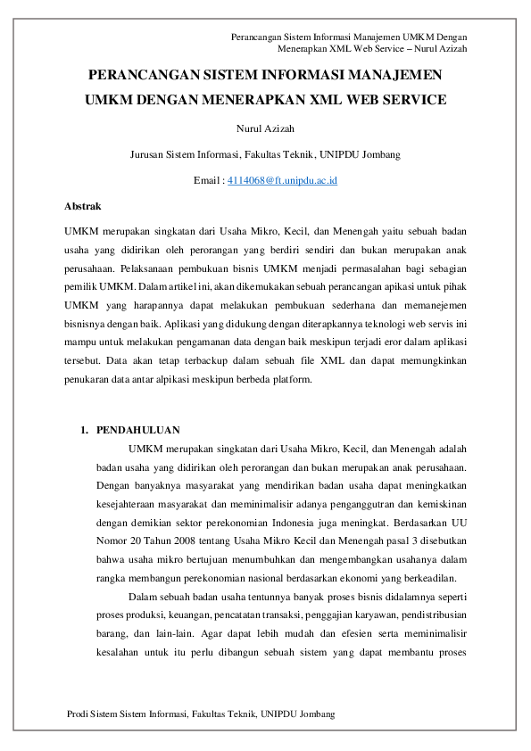 (PDF) Perancangan Sistem Informasi Manajemen UMKM Dengan Menerapkan XML ...