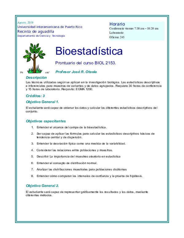 (DOC) Bioestadística Prontuario del curso BIOL 2153