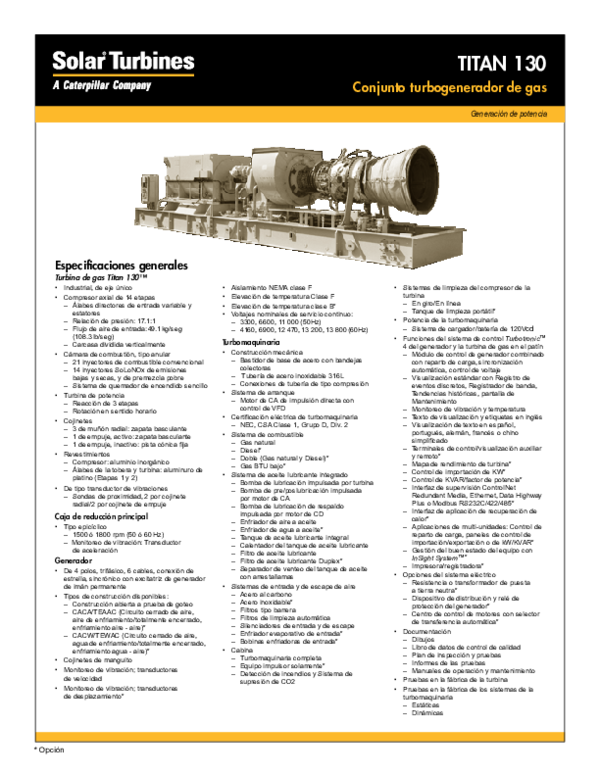 (PDF) Conjunto turbogenerador de gas Especificaciones generales