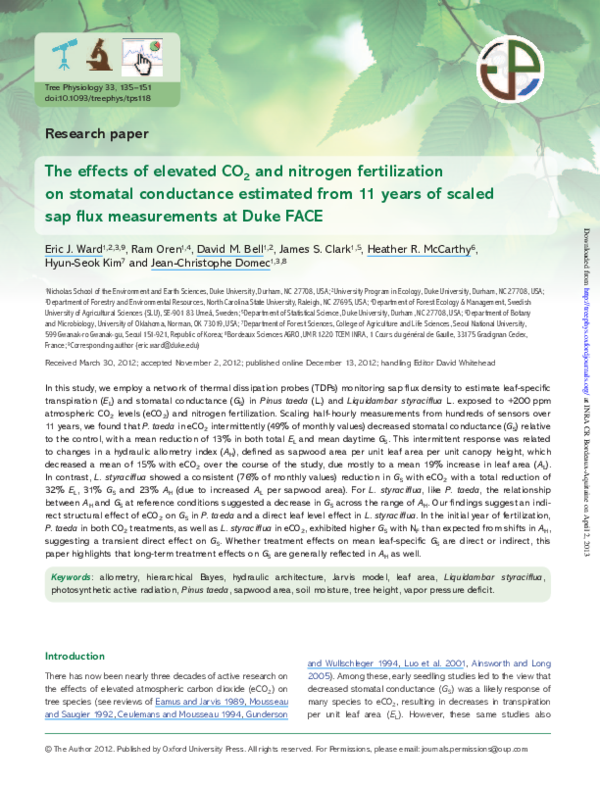 (PDF) The effects of elevated CO2 and nitrogen fertilization on ...