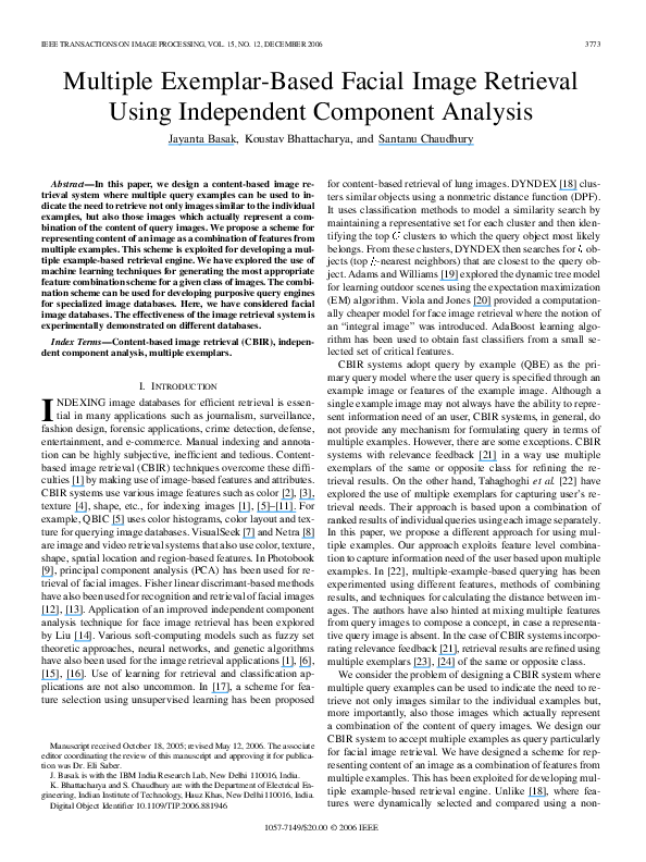 (PDF) Multiple Exemplar-Based Facial Image Retrieval Using Independent Component Analysis