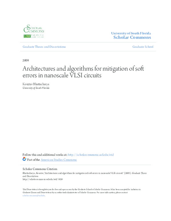 (PDF) Architectures and algorithms for mitigation of soft errors in nanoscale VLSI circuits