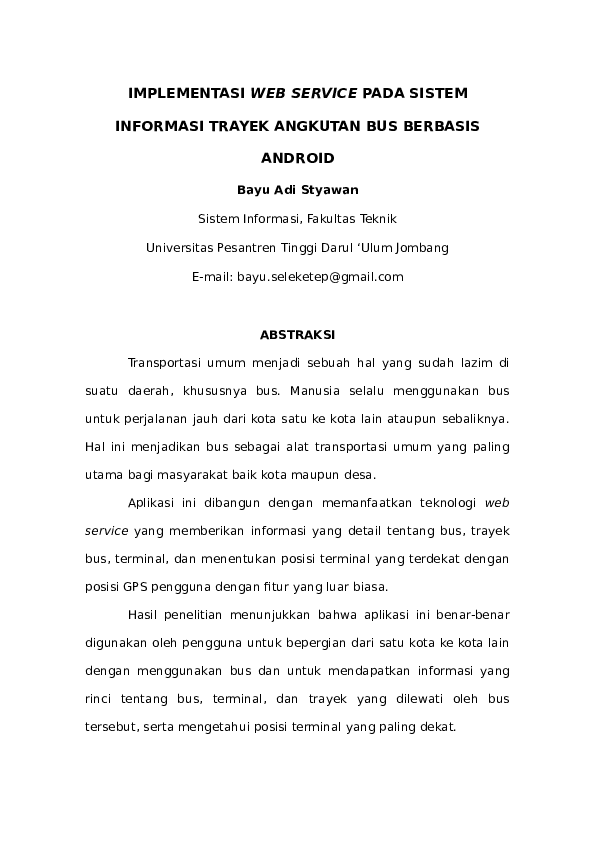 (DOC) IMPLEMENTASI WEB SERVICE PADA SISTEM INFORMASI TRAYEK ANGKUTAN ...
