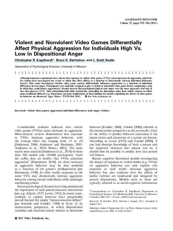 (PDF) Violent and nonviolent video games differentially affect physical ...