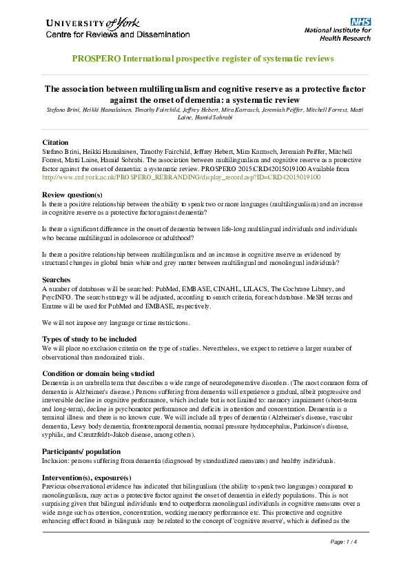 (PDF) PROSPERO International prospective register of systematic reviews ...