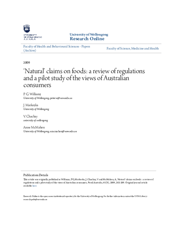 (PDF) Natural'claims on foods: a review of regulations and a pilot ...