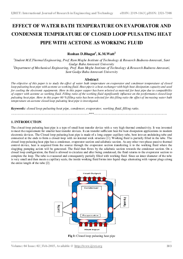 (PDF) EFFECT OF WATER BATH TEMPERATURE ON EVAPORATOR AND CONDENSER TEMPERATURE OF CLOSED LOOP ...
