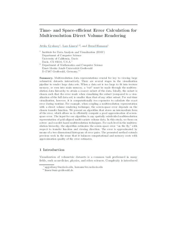 (PDF) Time- and Space-efficient Error Calculation for Multiresolution Direct Volume Rendering ...