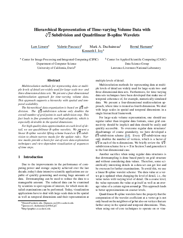 Pdf Hierarchical Representation Of Time Varying Volume Data With Fourth Root Of Two