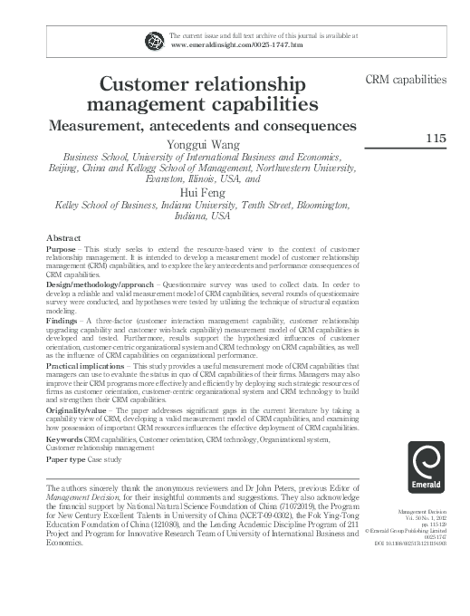 (PDF) Customer relationship management capabilities Measurement ...