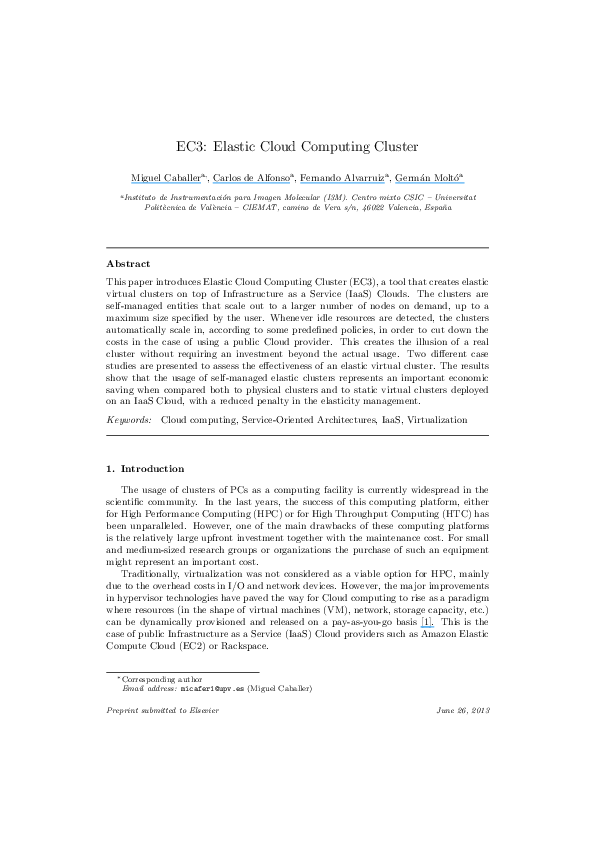 (PDF) EC3: Elastic Cloud Computing Cluster