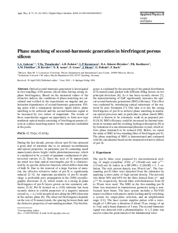 (PDF) Phase matching of second-harmonic generation in birefringent ...