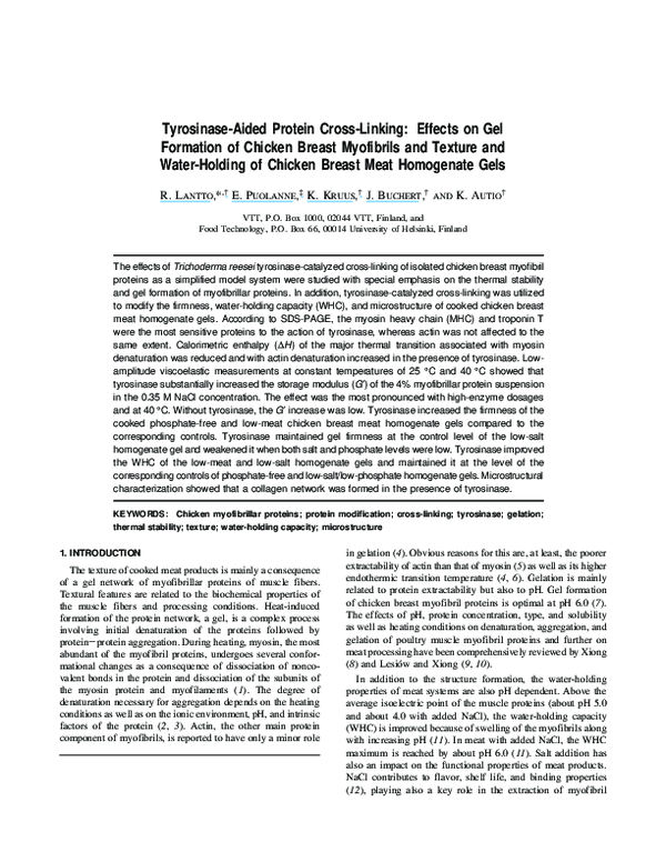 (PDF) Tyrosinase-Aided Protein Cross-Linking: Effects on Gel Formation ...